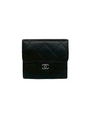 CHANEL | Bags | Chanel Quilted Cc Logo Lambskin Leather Trifold Wallet ...